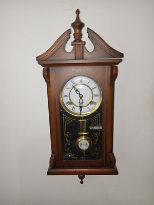 VINTAGE ALARON 31-DAY MANTEL WALL CLOCK WITH PENDULUM & KEY. IT WORKS ...