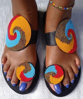 Black slippers,Masai sandals, African sandals,Beaded sandals, Women ...