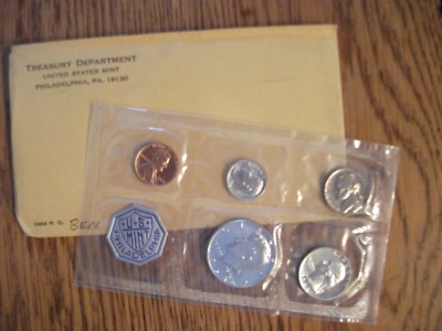 1964 - P US Silver Mint Proof Set 5 Coins w Original Envelope FREE ...