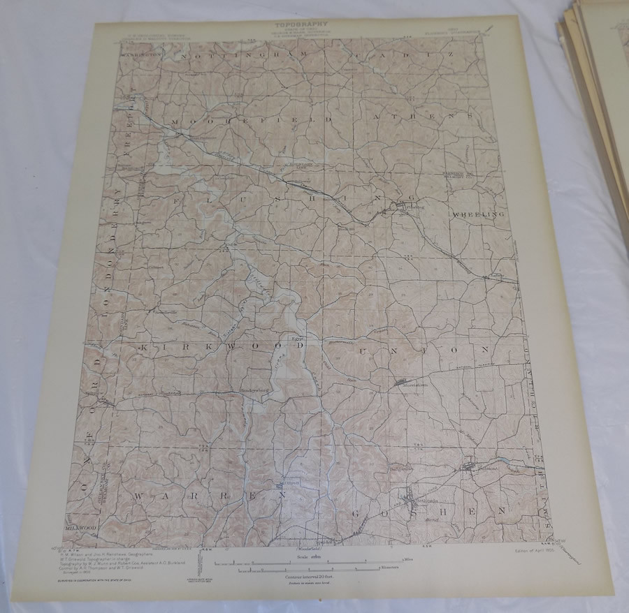 1905 Topographic Map of FLUSHING QUADRANGLE, BELMONT COUNTY, OHIO | eBay