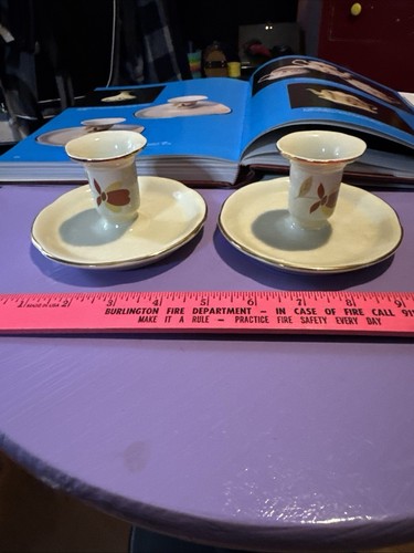 Hall’s Jewel Tea Autumn Leaf Candle Stick Holder Set Of 2 NALCC 1988 ...