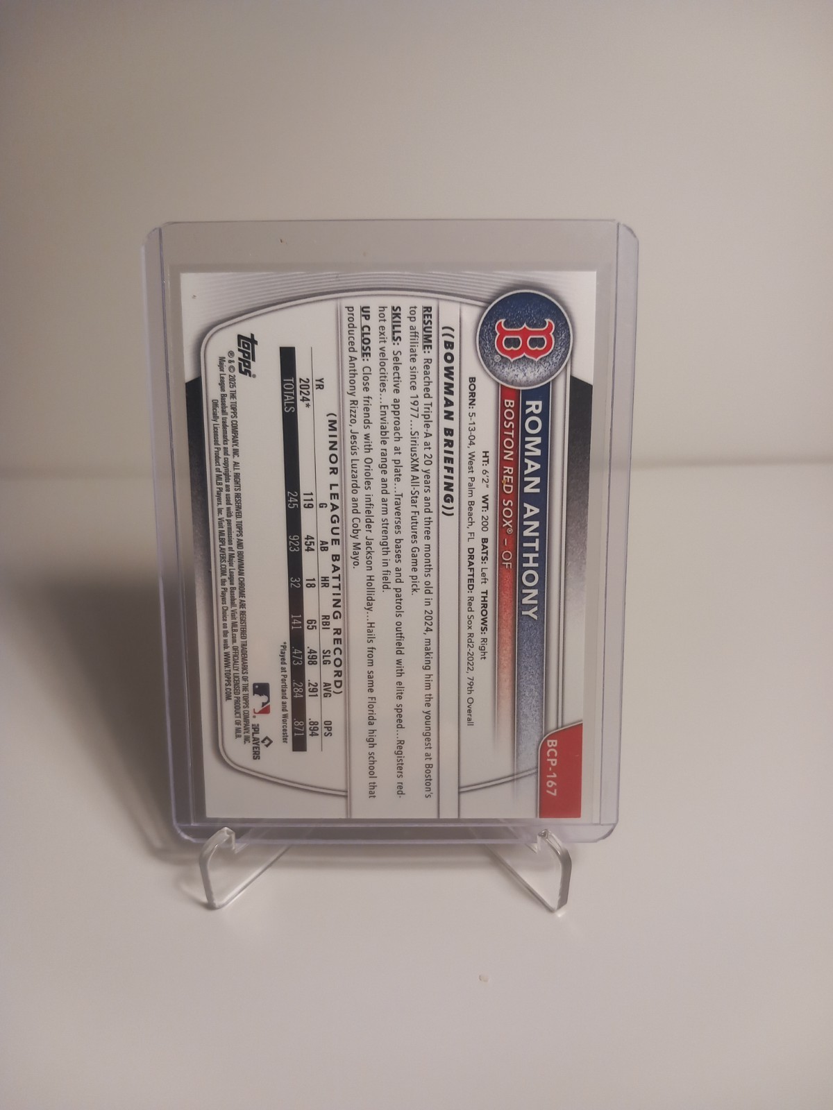 2025 Bowman Chrome - Prospects Roman Anthony #Bcp-167 Mojo Refractor ...