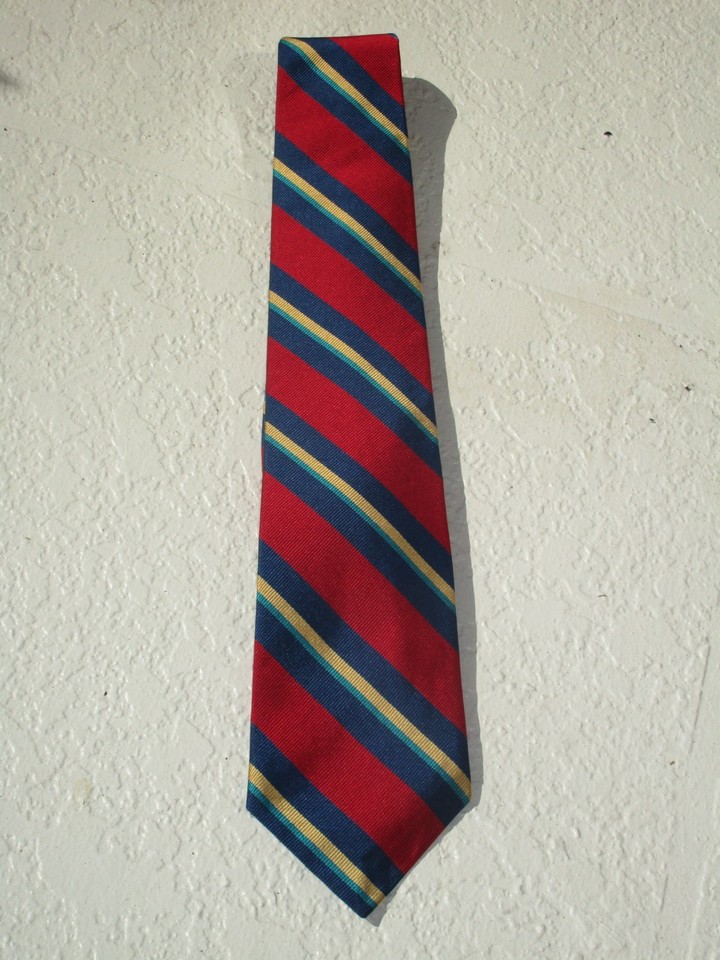 Ferrell Reed Bright Red Blue Neck Tie Silk Repp Striped Suit Hand Made ...