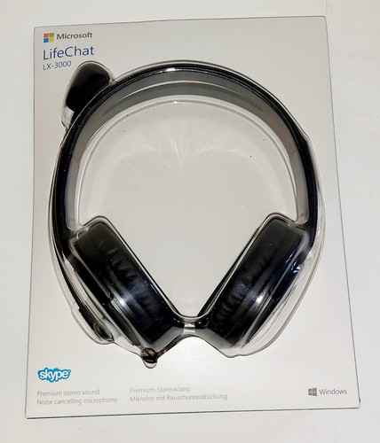 MICROSOFT LIFE CHAT LX-3000 HEADPHONES - NOISE CANCELLING - NEW IN BOX ...