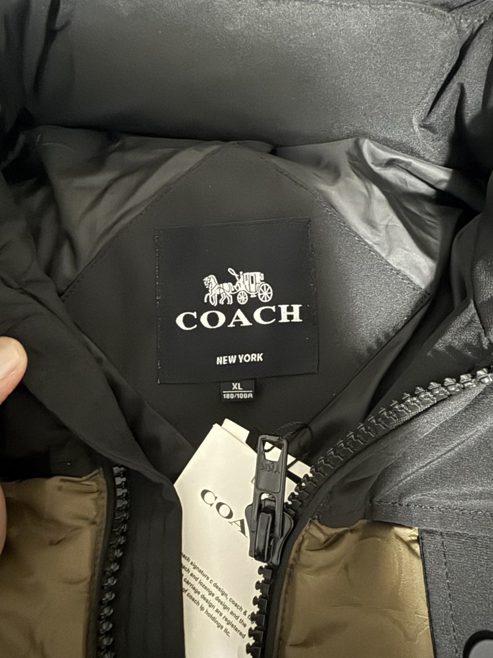 Coach Men’s Puffer Jacket XL – Black/Gold Signature Print – Brand New ...