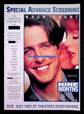 Nine Months 20th Century Fox 1995 Trade Print Magazine Ad Poster ADVERT ...