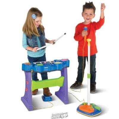 The CHILD ONE MAN BAND TOY DRUM KEYBOARD MICROPHONE SET BATTERY POWER ...