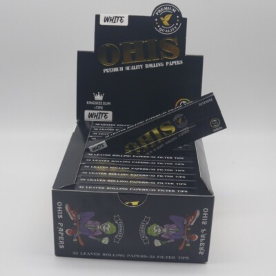1 Box/24 Booklets Black OHIS Natural King Size Rolling Papers With ...