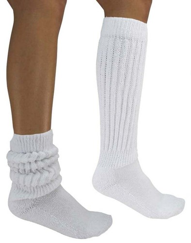 2 White Slouch Socks Long Warm Comfy Scrunchie Hooters uniform Soccer ...
