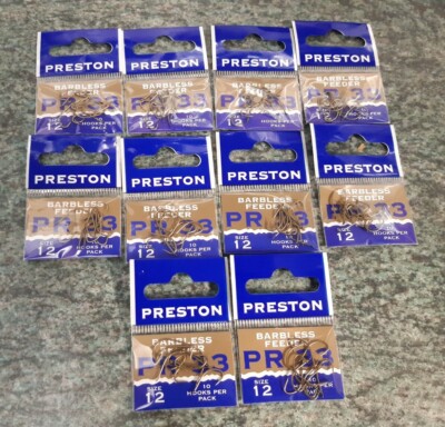 Preston PR 33 Hooks Barbless Feeder Spade End Size 12 x 10 packets ...
