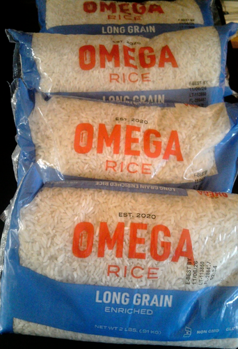LOT of SEVEN (7) Omega Long Grain Enriched White Rice, 32oz ea *READ ...