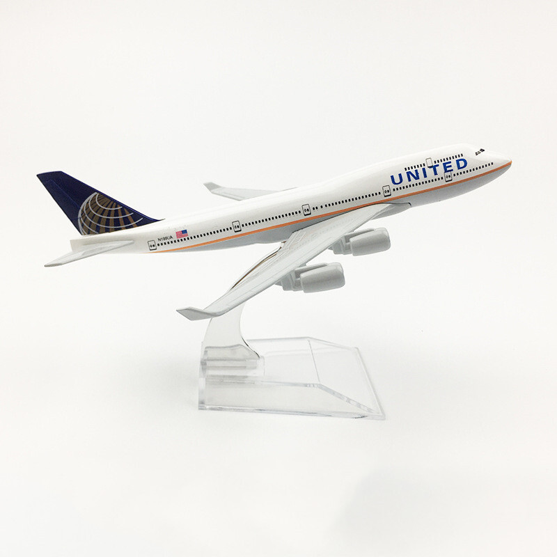 16cm United Airlines B747 Model Plane 1/400 Alloy Diecast Airplane ...