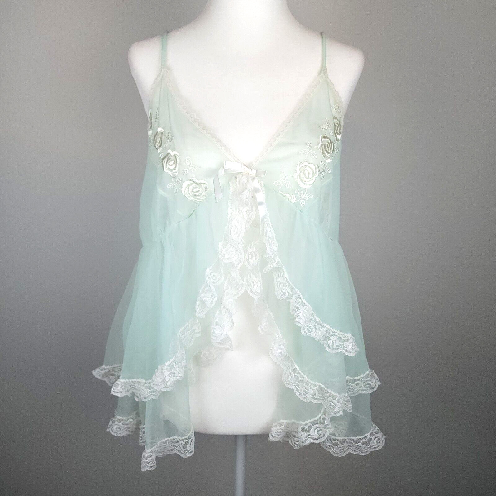 Vintage 50s 60s Lingerie Aqua Blue BABYDOLL Sheer Chi… - Gem
