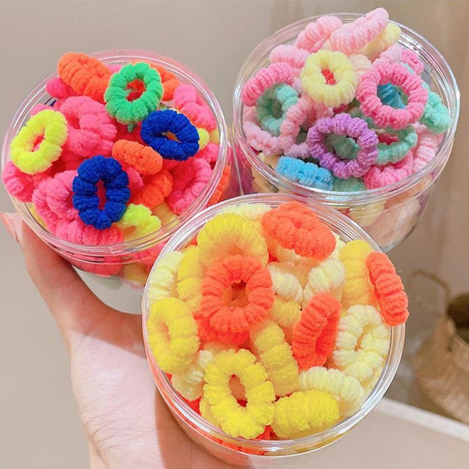 100x Small Baby Girl Kids Mini Hair Elastics Bobbles Soft Bands ηц *р ...