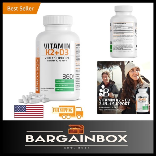 Vitamin K2 MK7 and D3 with 5000 IU for Optimal Calcium Absorption - 360 ...