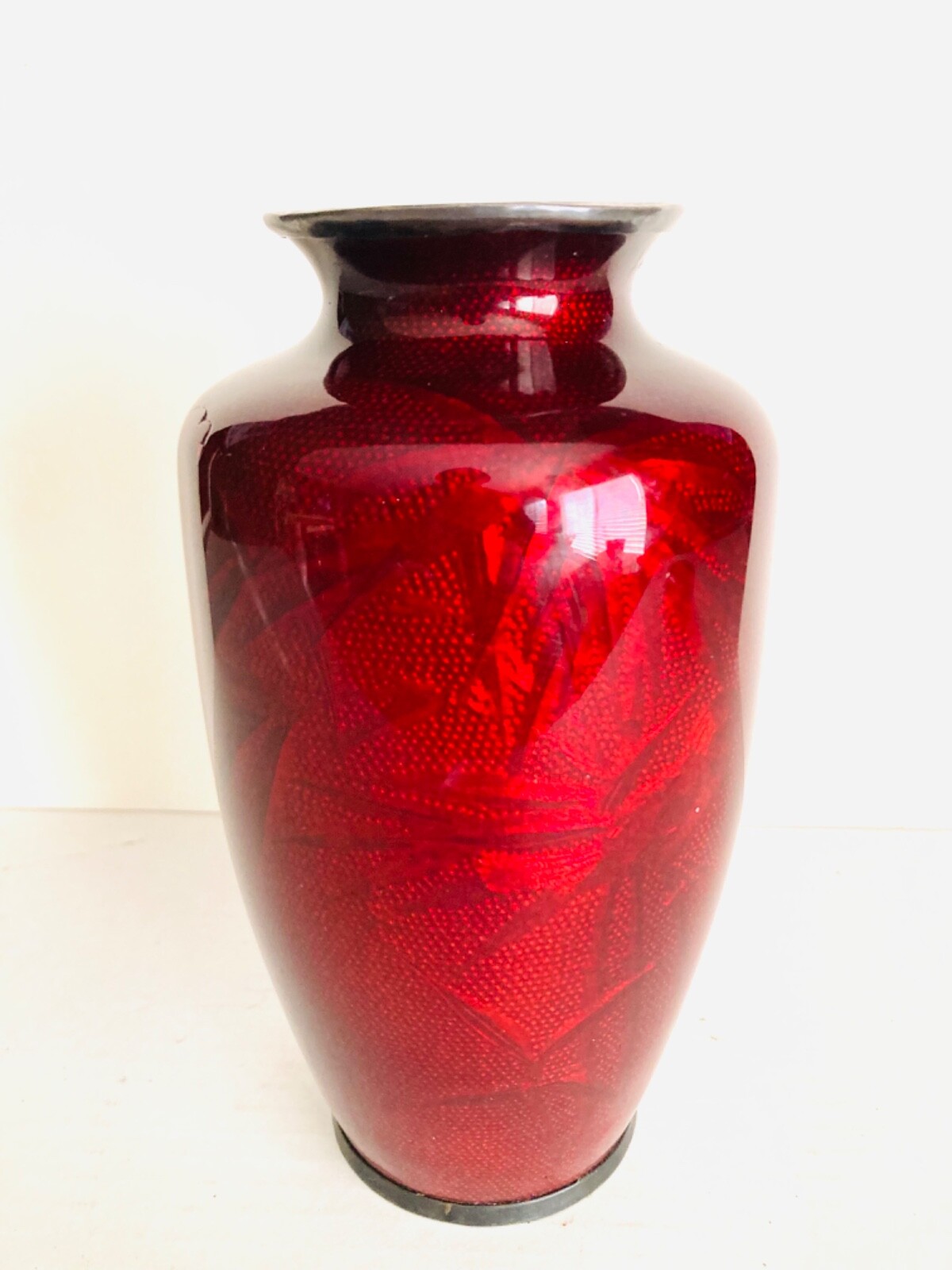 Japanese Akasuke Ginbari Cloisonne Vase Pigeon Blood Enamel Vase Bamboo ...