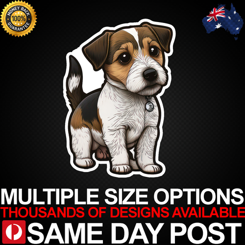 CUTE JACK RUSSELL TERRIER COLLAR Vinyl Car Sticker Decal Cheap Animal ...