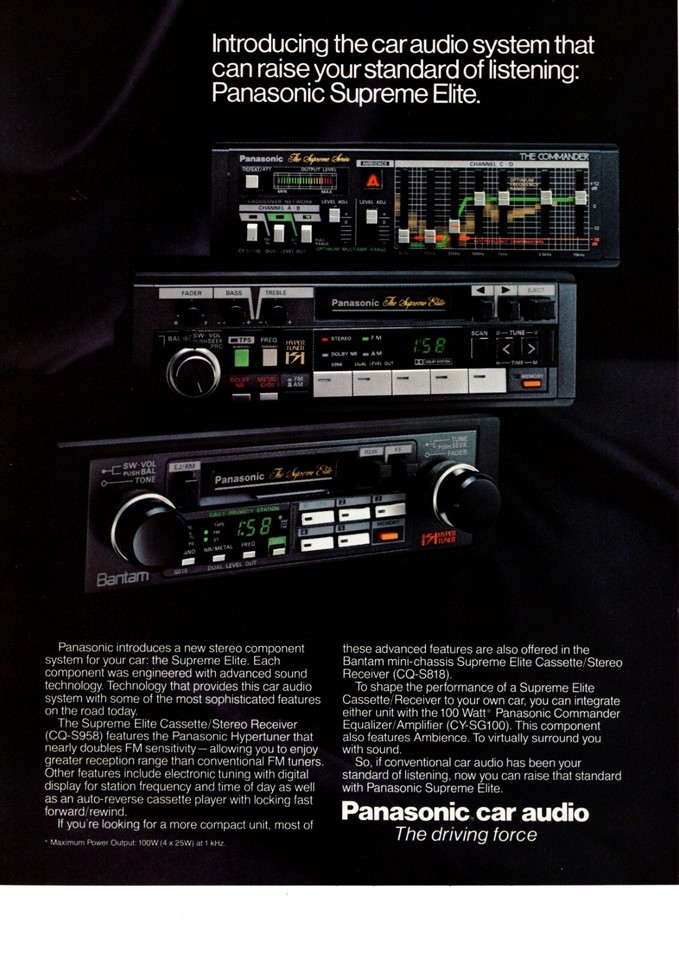 1983 PANASONIC CAR STEREO PRINT AD, CASSETTE, EQUALIZER, AUDIO SYSTEM ...