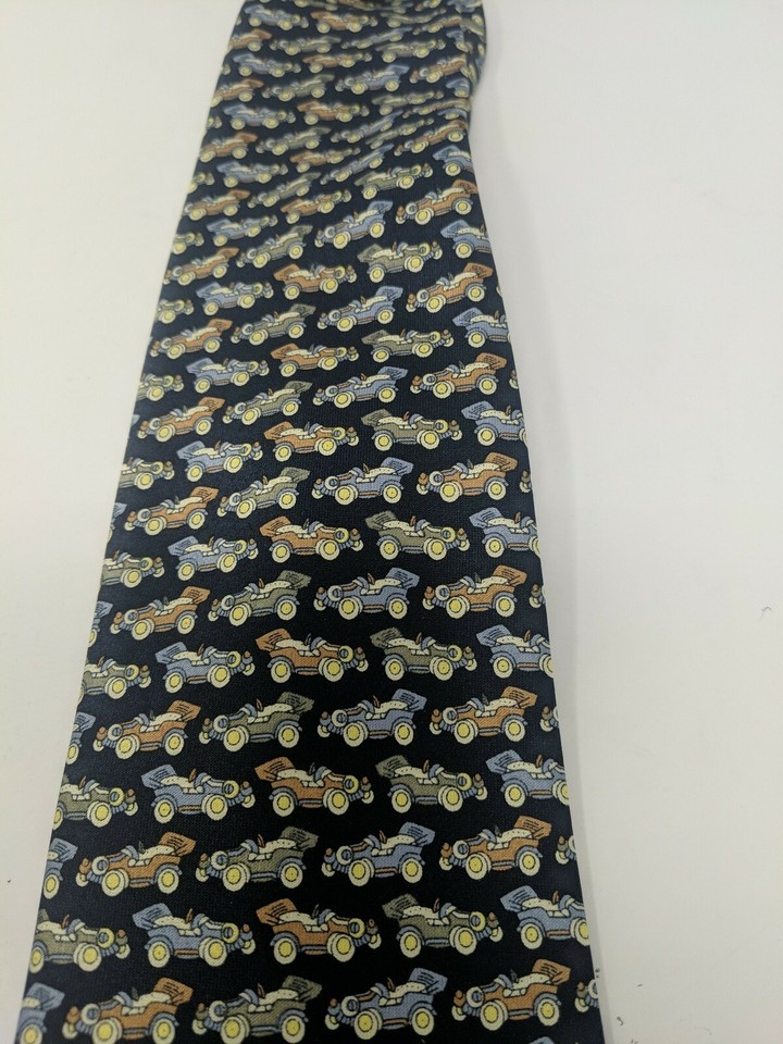 Nadia Roden Handmade Neck Tie With Old Fashioned Race Car Pattern | eBay