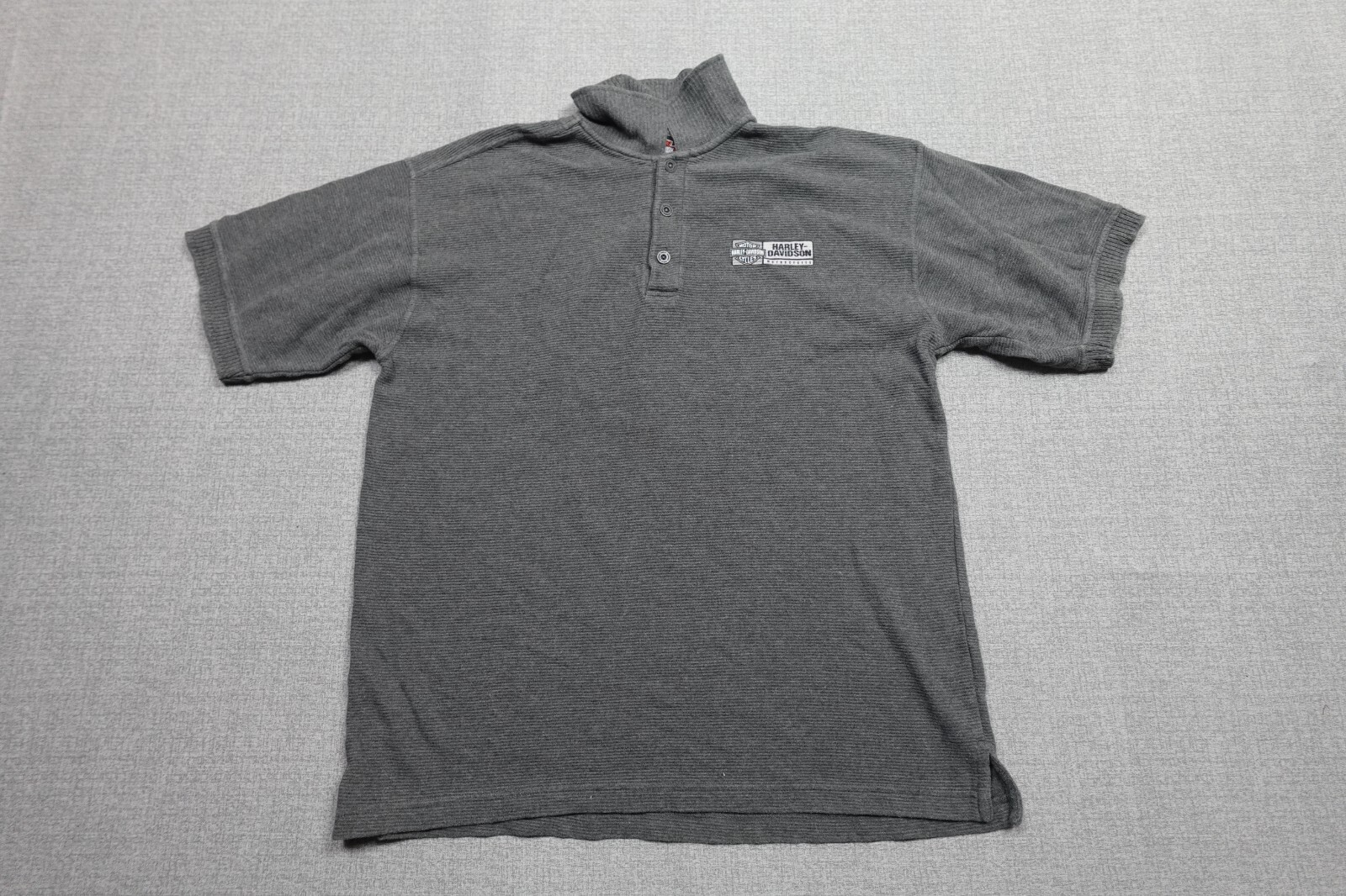 Vintage Harley Davidson Polo Mens Large Gray Motorcyc… - Gem