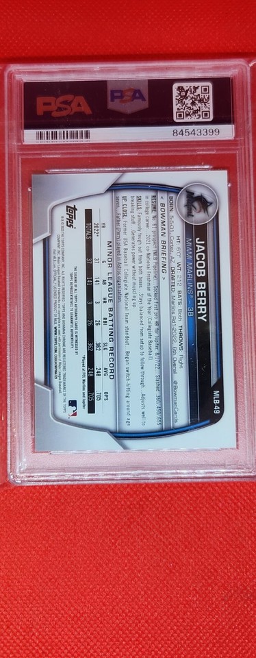 2023 Bowman Chrome NSCC Jacob Berry Autograph 10/25 PSA 10 GEM MINT | eBay