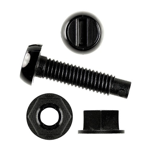 8 Black Plastic Number Plate Screws & 8 Black Nuts Bolts Fixings ...