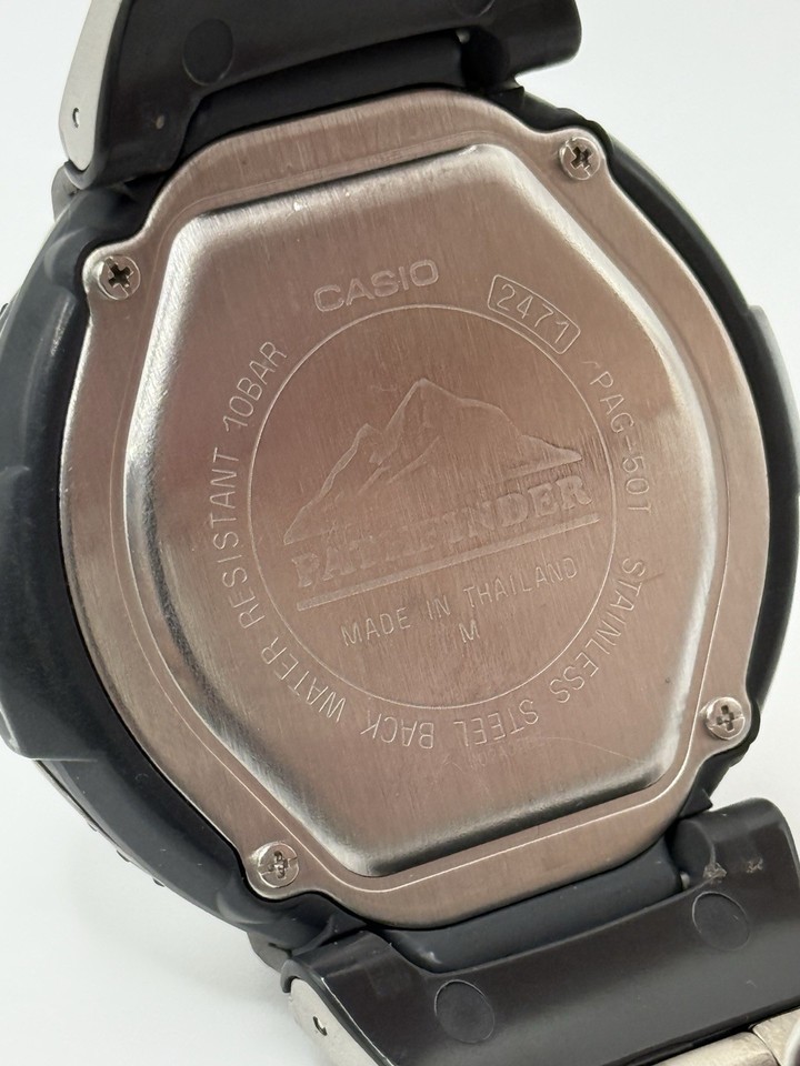 Casio Men 51mm Titanium Triple Sensor Pathfinder Solar Model 2471 PAG ...