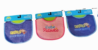 Chunky Monkey Children Baby Bibs 2 Chunky Monkey Bibs & 1 Pink Cutie Patootie | eBay