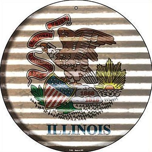 IL Illinois State Flag 12" Round Metal Sign US Patriotic Decor ...