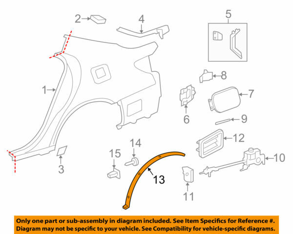 75874-50050 Toyota Moulding, quarter panel wheel opening, lh 7587450050 ...