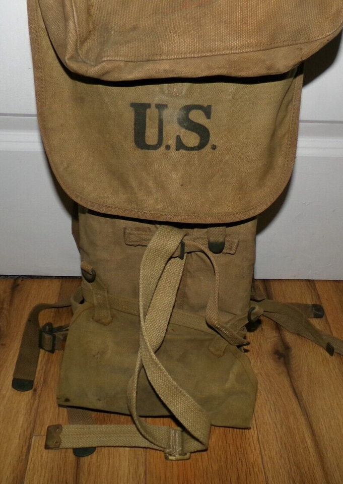 Antique Long 1918 WW1 US M1910 Haversack Pack WWI Khaki Mess kit Meat ...