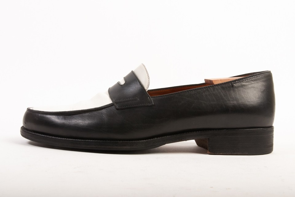 Tom Ford Black and White Leather Penny Loafers 25543 | eBay