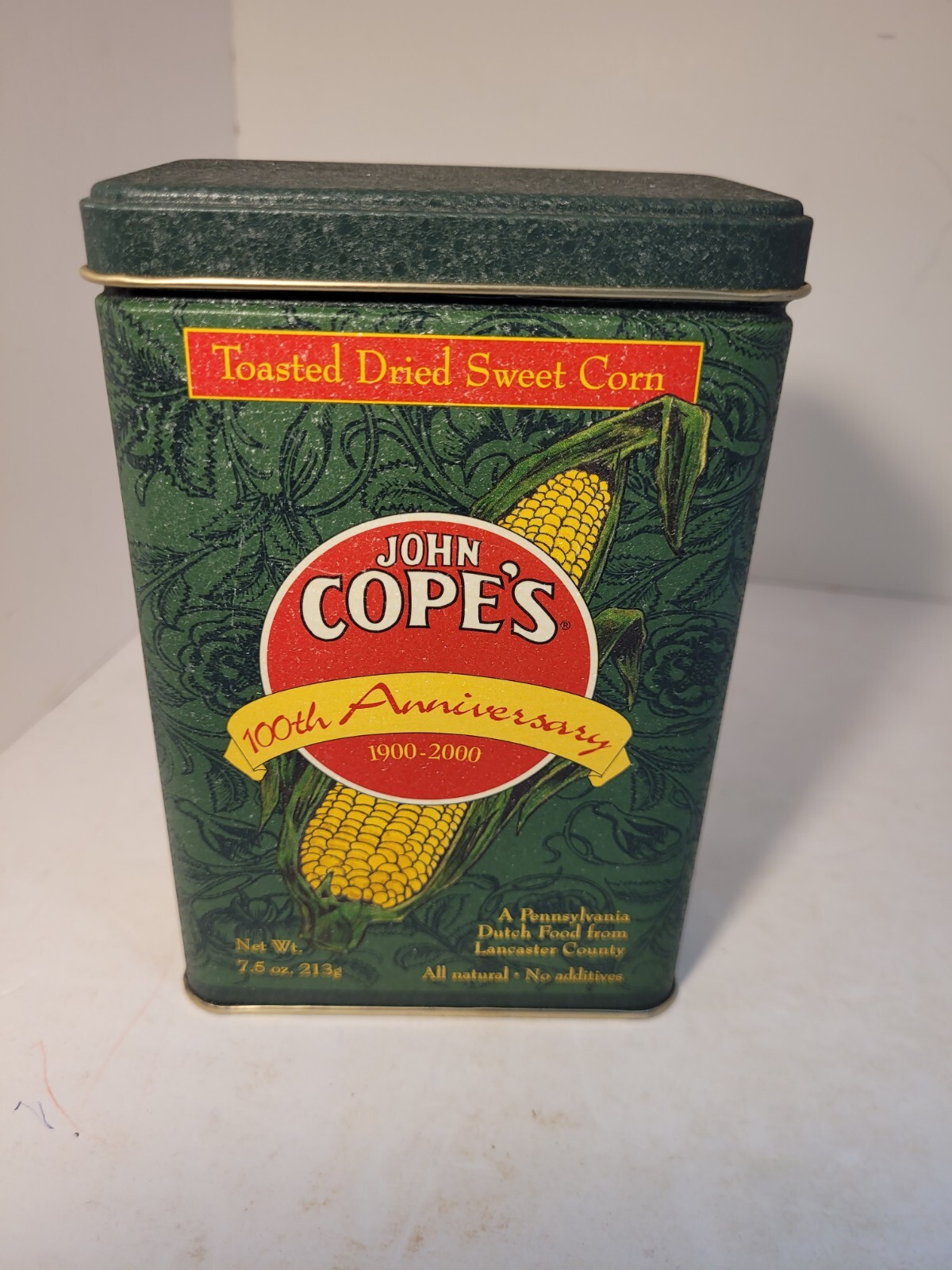 Vintage John Copes 100th Anniversary Tin 7.5 Ounces Toasted Dried Corn ...