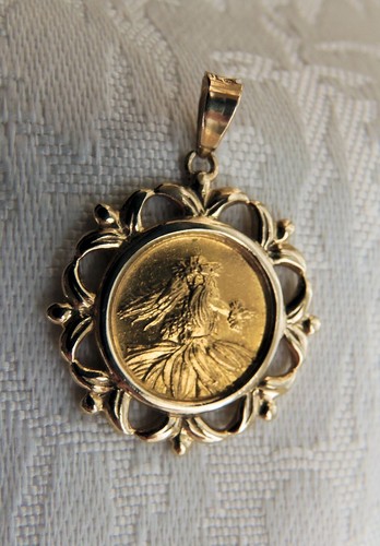 KIM TAYLOR REECE Hawaiian Hula Pendant, 24K Gold Coin in 14K Floral ...