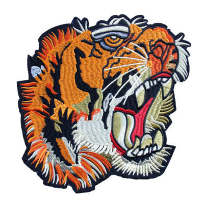 Large Tiger patch Fashion Sequin Tiger head patch Iron on Embroidered ...