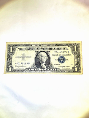 1957 Series B $1 One Dollar Blue Seal Note - Silver Certificate **STAR ...