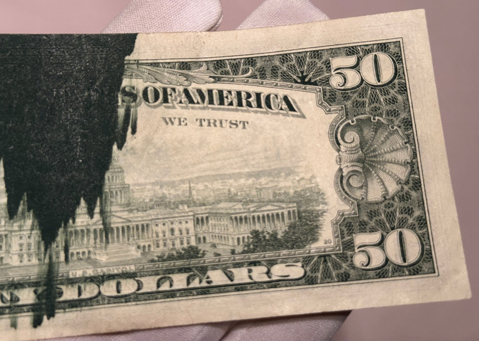 Large Ink Smear Error 1981 US $50 Fifty Dollar Green Seal Federal ...