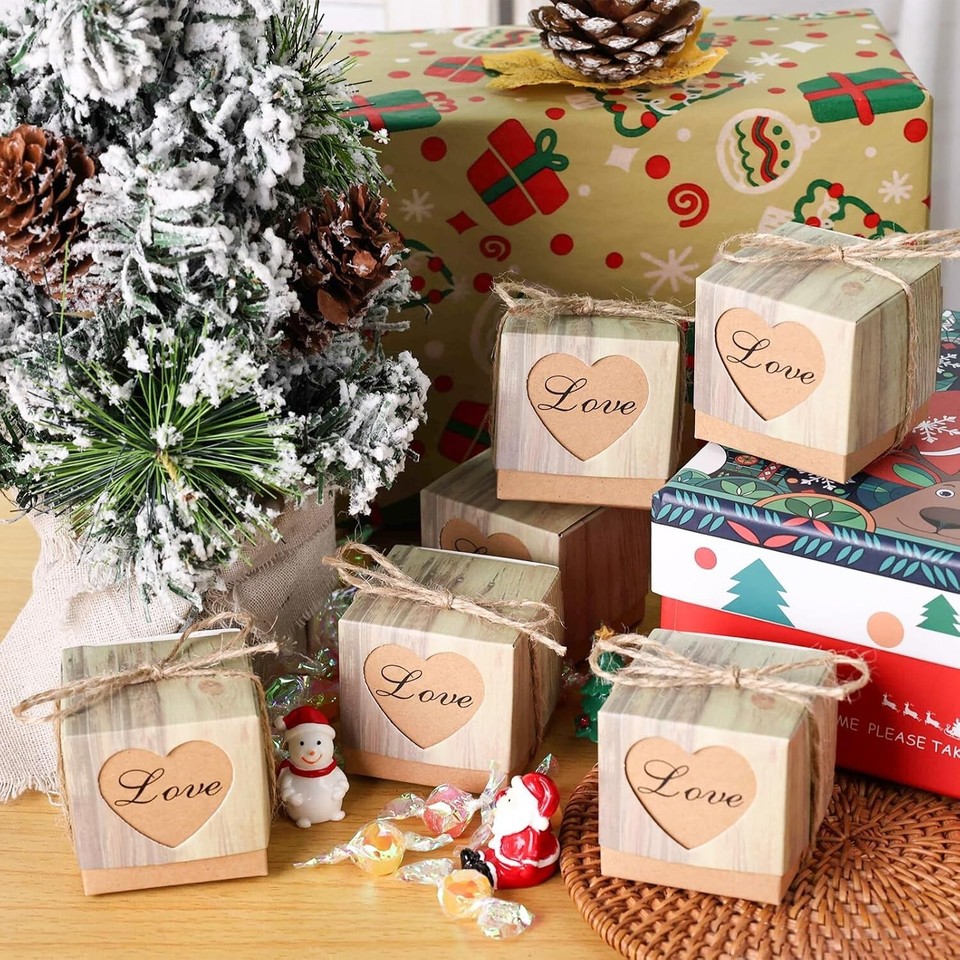 Set of 100 Brown Gift Boxes, 2x2x2 Inches Mini Cube Brown Candy Gift ...