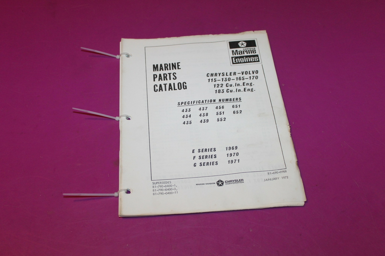 Chrysler Volvo Marine Engines Parts Catalog. 115-130-165-170 122 ci ...