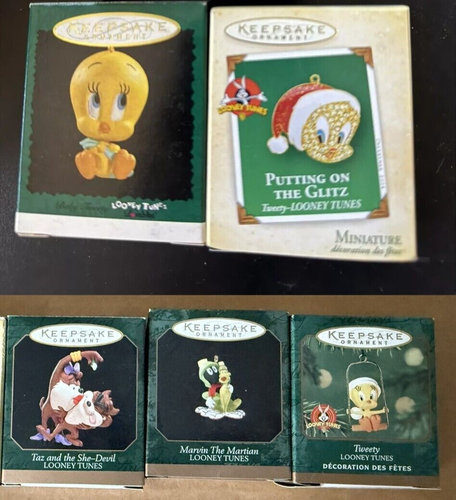 Hallmark Lot Of 5 Looney Tunes Miniature Ornament Tweedy, Taz, Yosemite ...