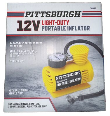 Pittsburgh 12V Light Duty Portable Inflator! Easy to Read Pressure ...