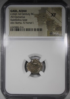 Gaul Aedui c.mid-1st Century BC AR Quinarius Kaletedou Type Roma/Horse ...