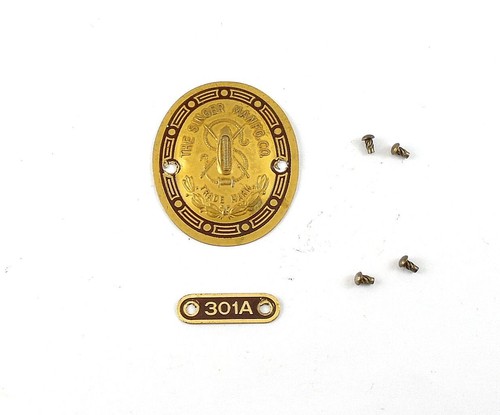VINTAGE ORIGINAL SINGER 301A SEWING MACHINE EMBLEM BADGE NAME PLATE ...