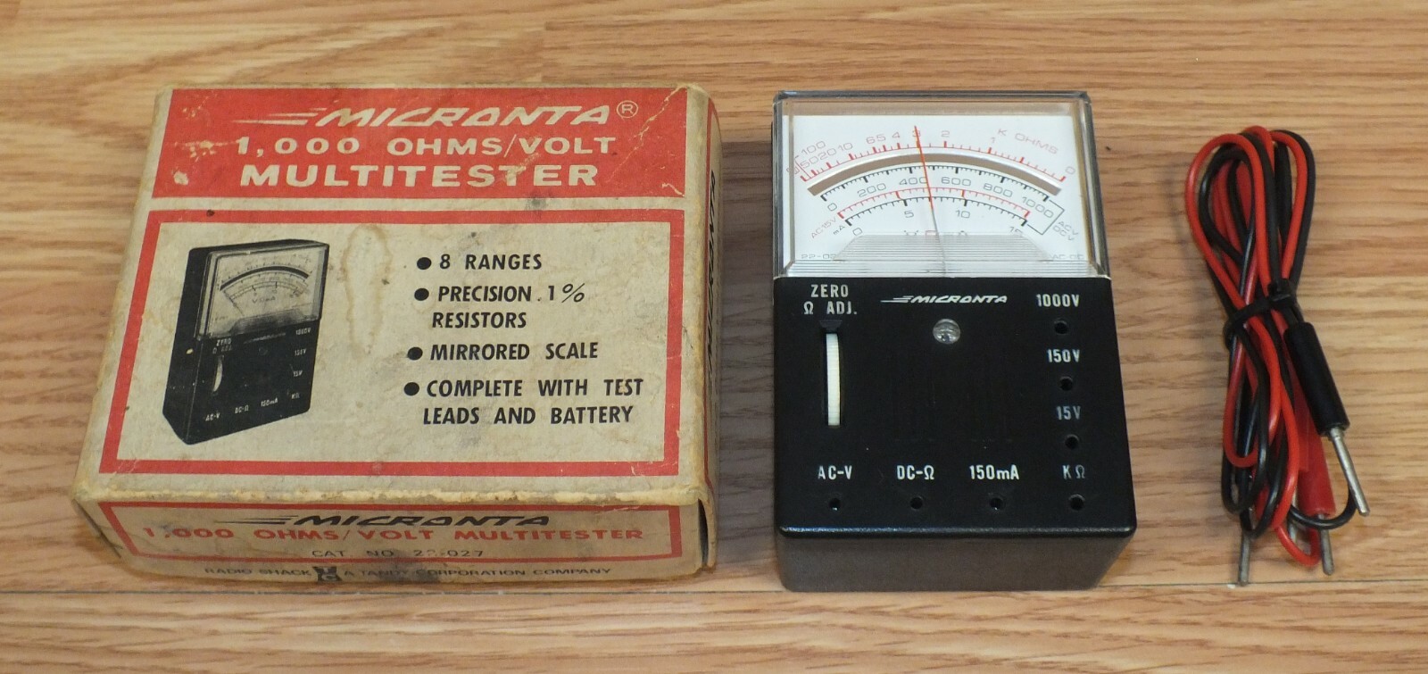 Genuine Vintage Micronta (22-027) 1,000 OHMS / Volt Multitester in Box ...