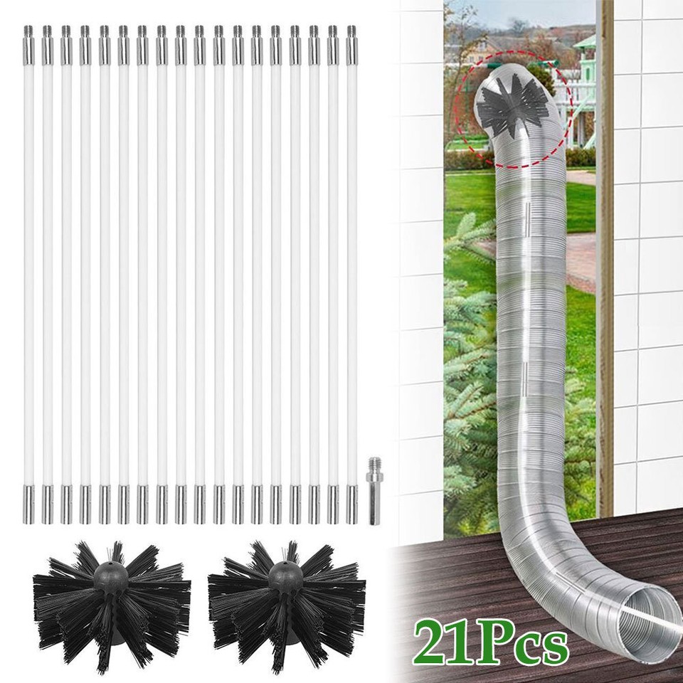 21Pcs Flexible Chimney Sweep Set Flue Sweeping Brush Rod Kit Soot ...