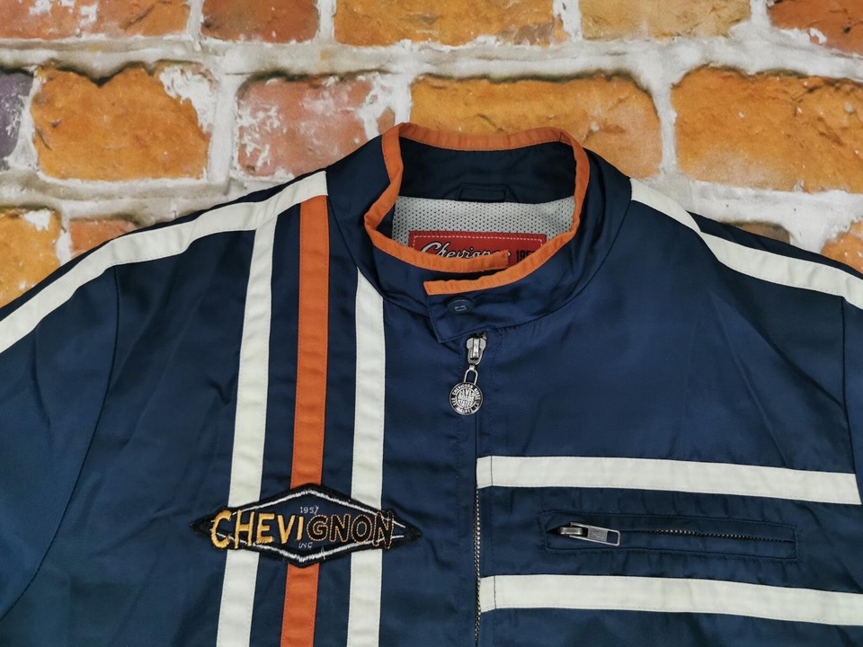 Chevignon Biker Vintage Jacket Motor 57 Roadmaster Navy Blue Size: S ...