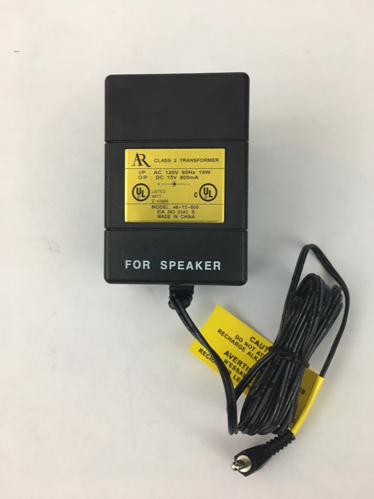 AR Plug-In Class 2 Transformer Model 48-15-800 for Speakers NEW | eBay