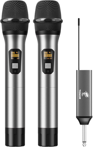 TONOR Wireless Microphone, UHF Dual Cordless Metal Dynamic Mic System ...
