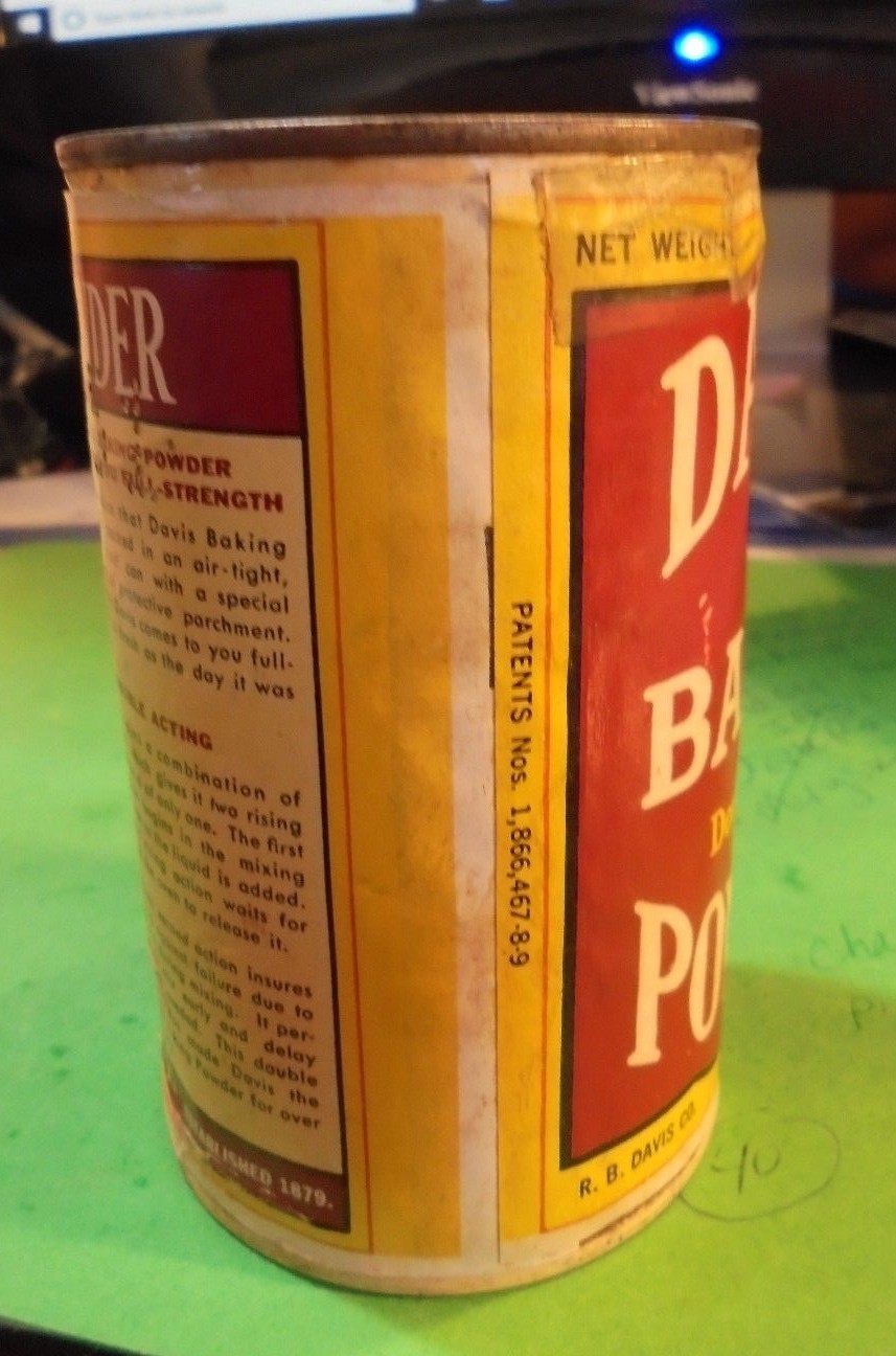 Vintage Davis Baking Powder Tin Can 8 Oz Penick & Ford New York With ...