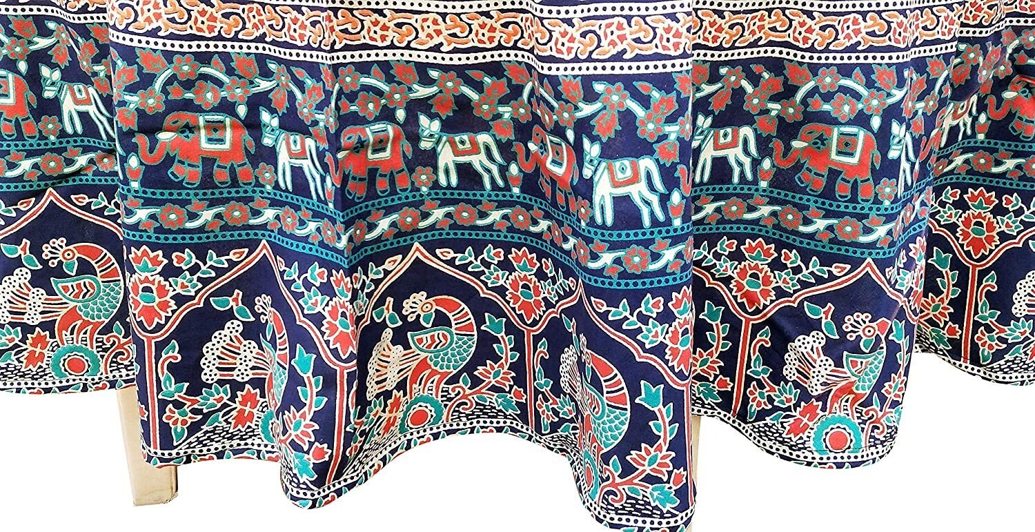 Cotton Mandala Dining Table Cover Round Tablecloth Multicolor 72Inch us ...